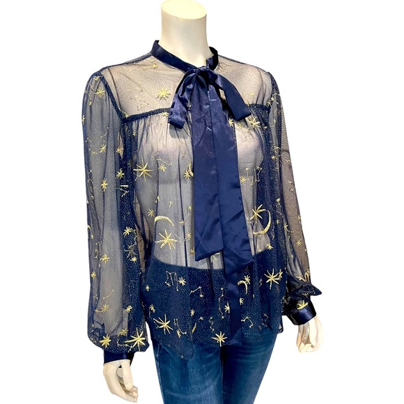 Endless Rose | Tops | New Embroidered Constellation Sheer Chiffon And ...